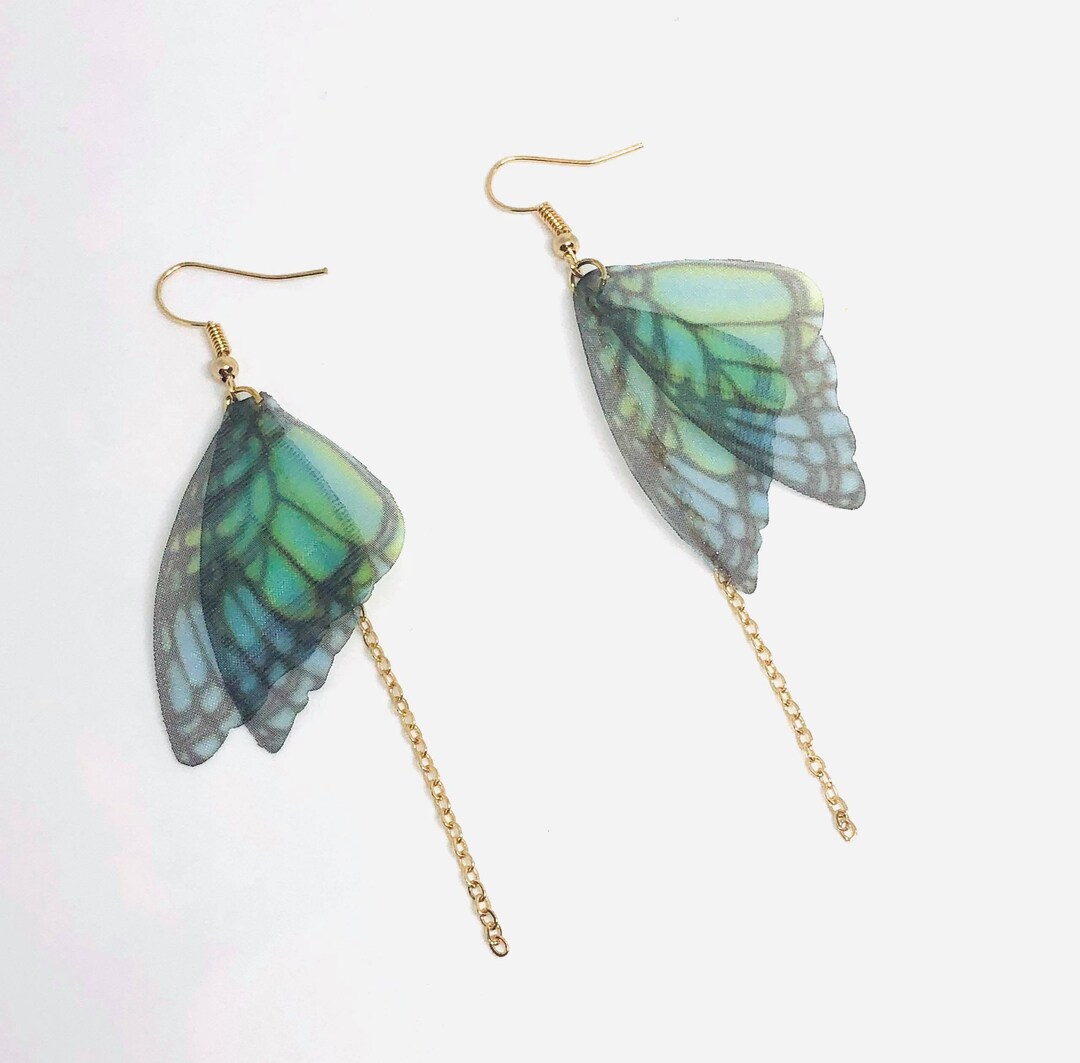 Butterfly Wings Dangle Earrings Butterfly Wing Drop Earring Gold Monarch Butterfly Wing Dangle ...