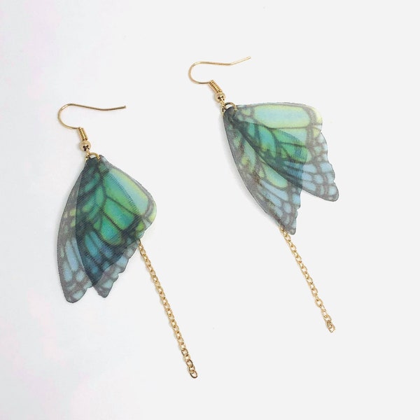 Butterfly Wings Dangle Earrings Butterfly Wing Drop Earring Gold Monarch Butterfly Wing Dangle ...
