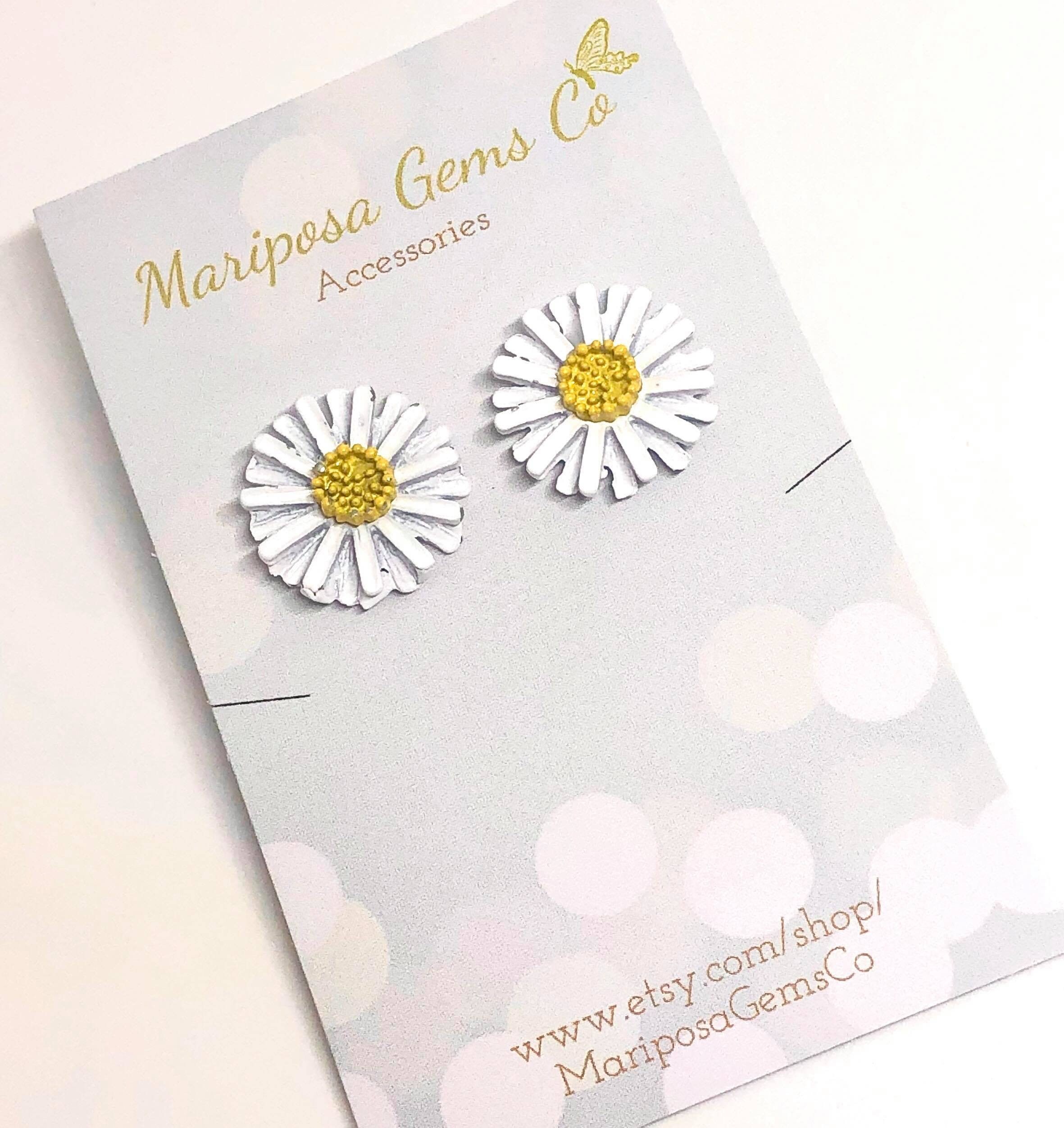 Daisy Push Back Earrings Daisy Stud Earrings White Daisy Stud Earrings ...