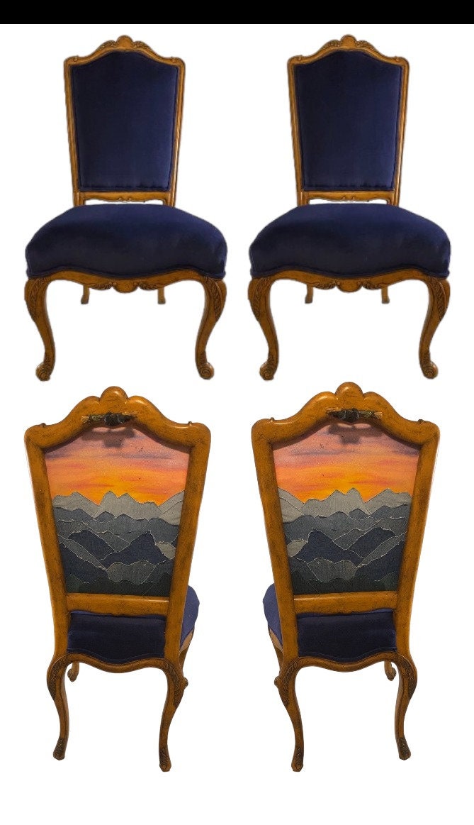 Blue Ridge Dining Chairs :cabin Cozy Vintage Refurbished Chairs Set of ...