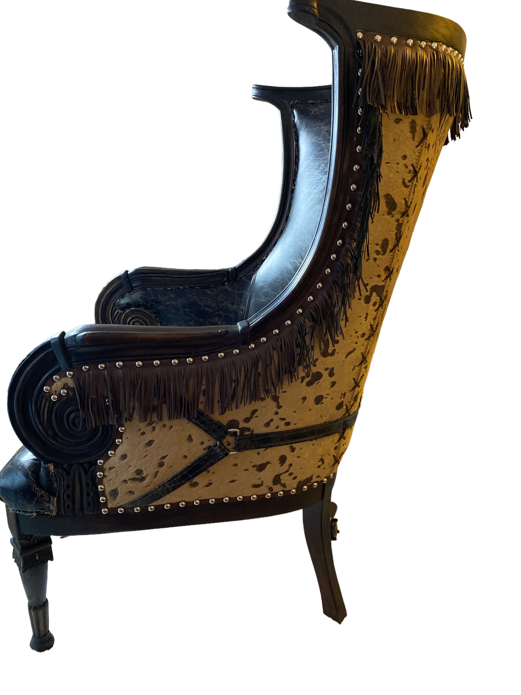 Western Chair Leather Cowboy Fringe Cowgirl Southwestern Cowhide ...