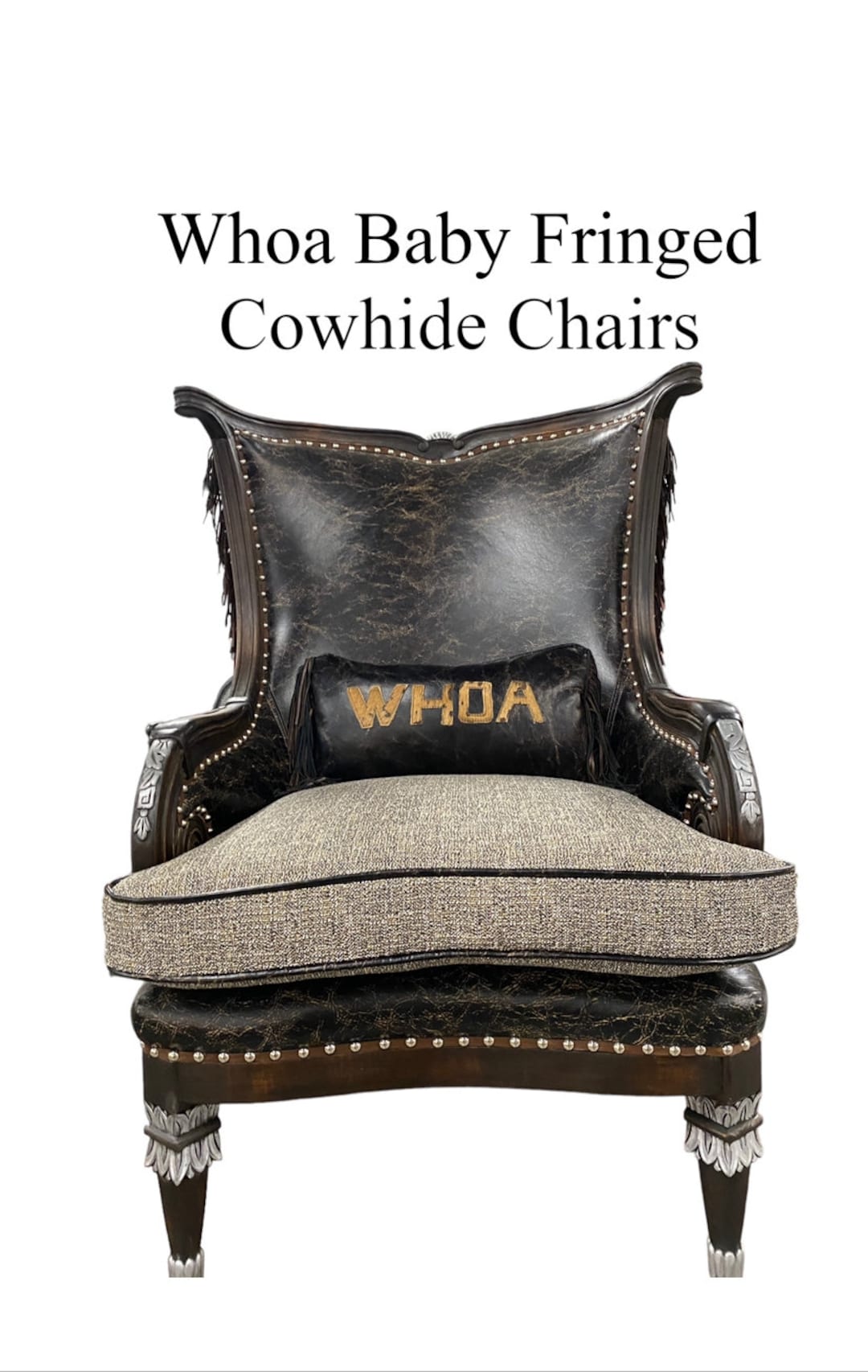 Western Chair Leather Cowboy Fringe Cowgirl Southwestern Cowhide ...