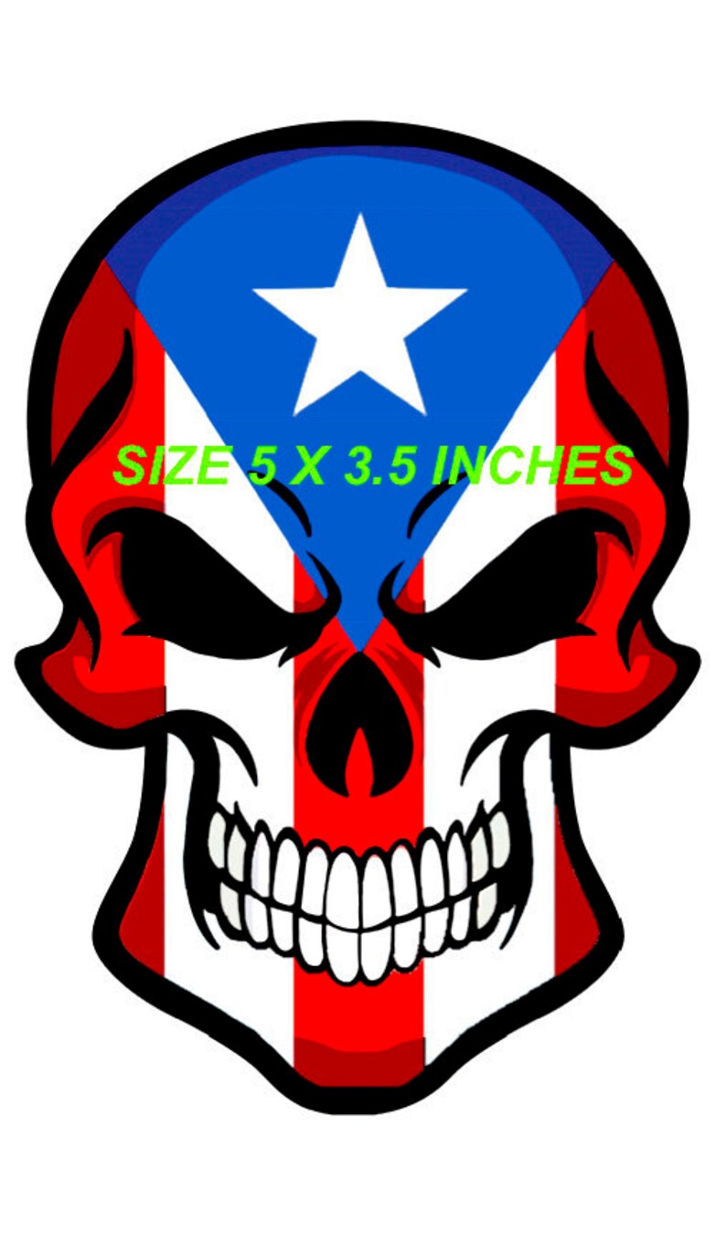 Puerto Rico Flag Sticker Decal, Puerto Rican Skull Flag, Boricua ...