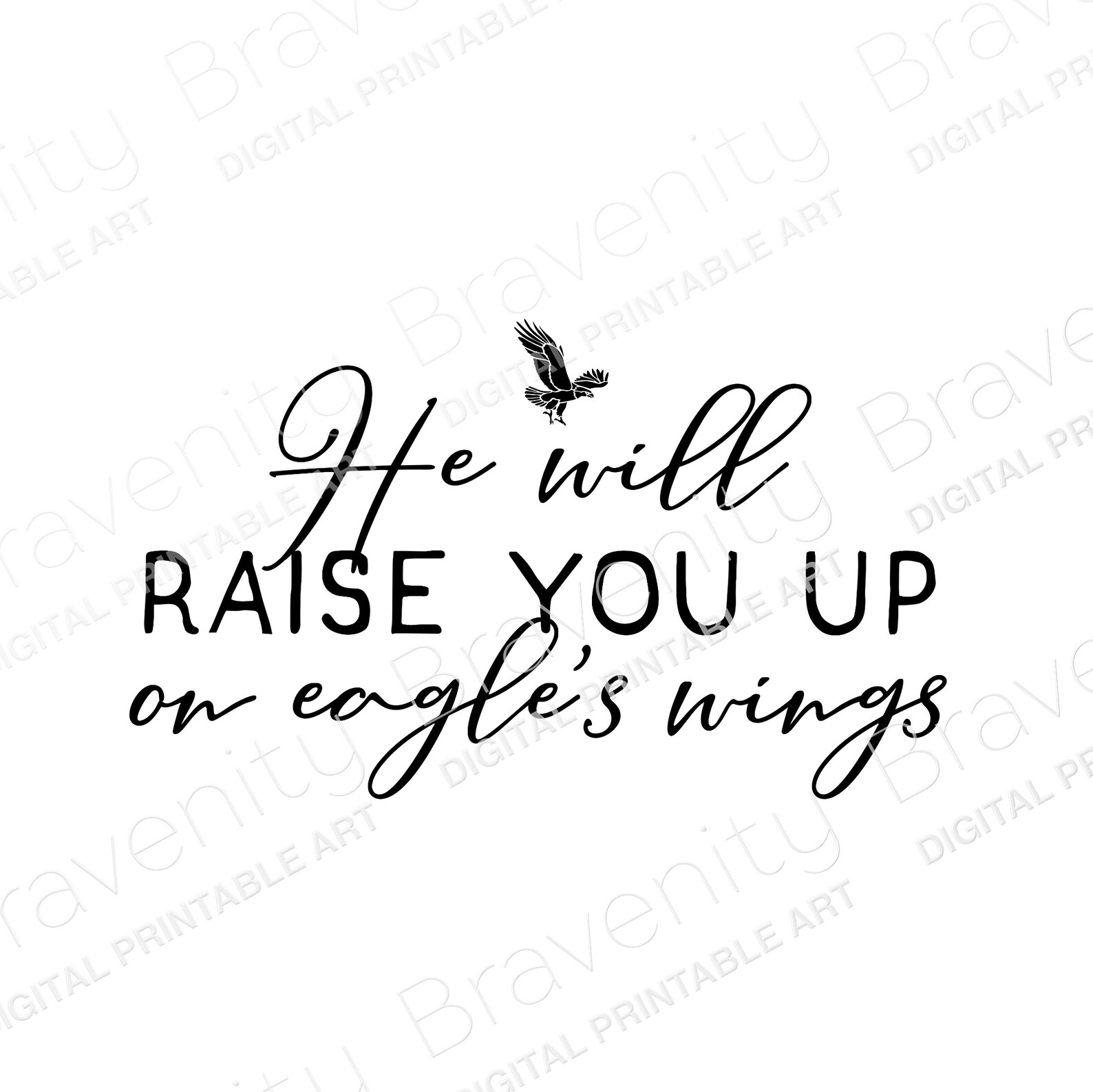 Eagles Wings Printable Art, Bible Verse Decor, Psalm 91, Farmhouse Art ...
