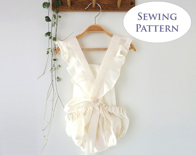 Baby Girl's Ruffled Romper, Rosebud Baby Romper Pdf Sewing Pattern ...