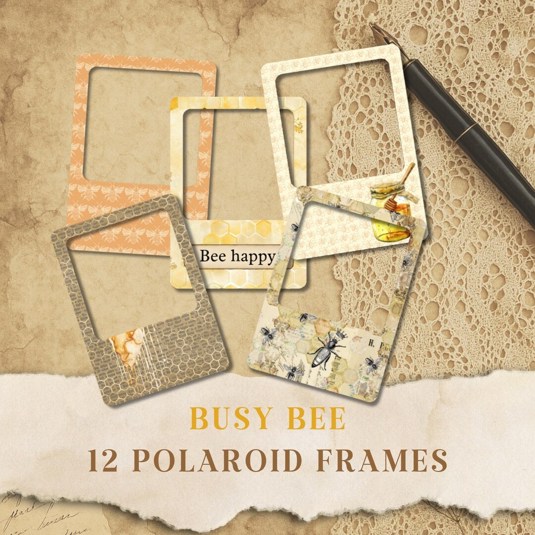 Vintage Bee Polaroid Photo Frames, Honey Bee Ephemera, Fussy Cut ...