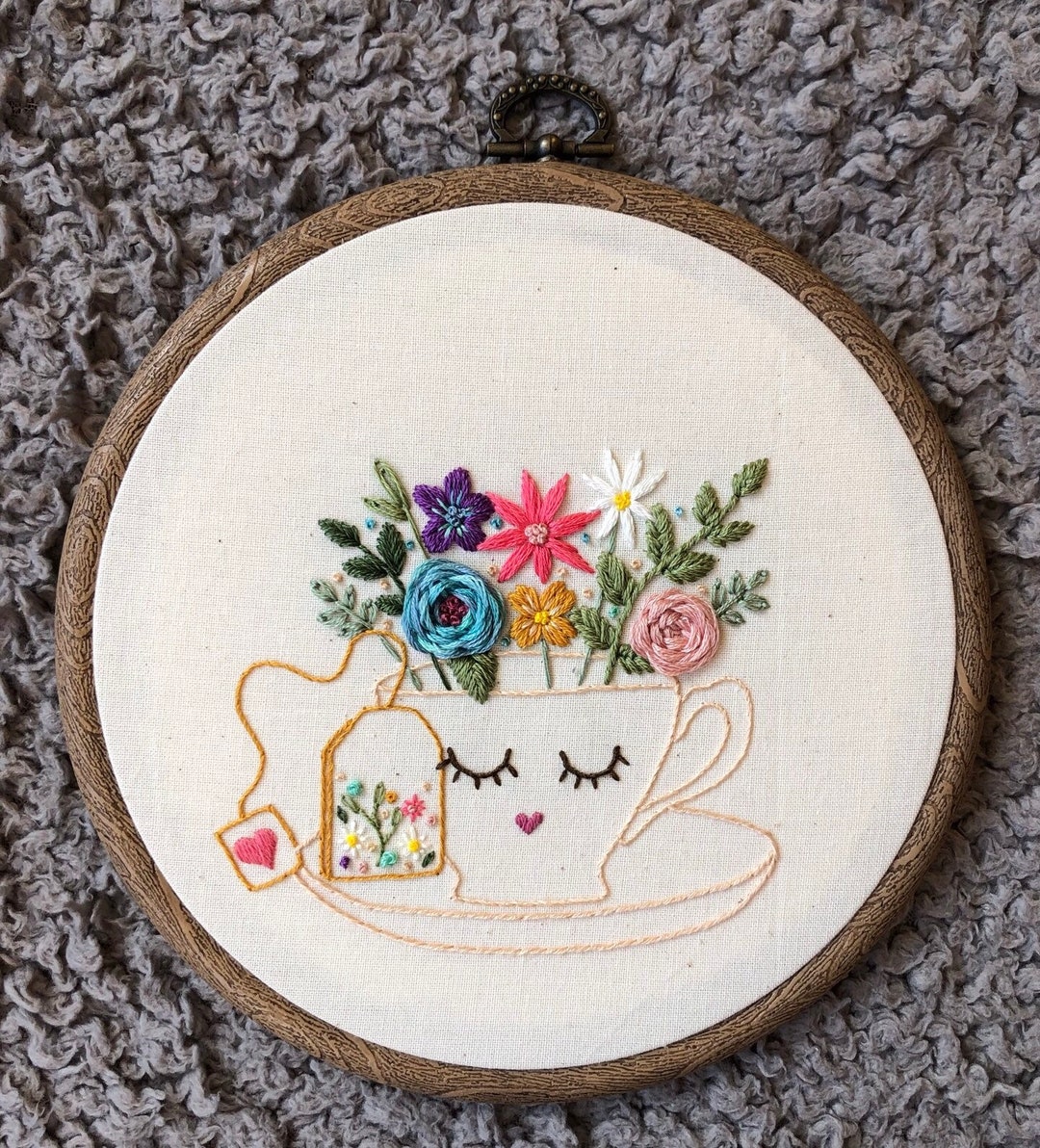 PDF Blooming Tea Cup Embroidery Pattern - Etsy