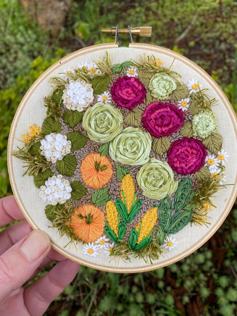 Pdf Downloadable Embroidery Pattern Stitching a Veggie Patch - Etsy