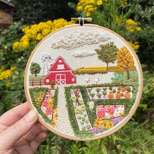 Red Barn Farm Pdf Downloadable Embroidery Pattern - Etsy