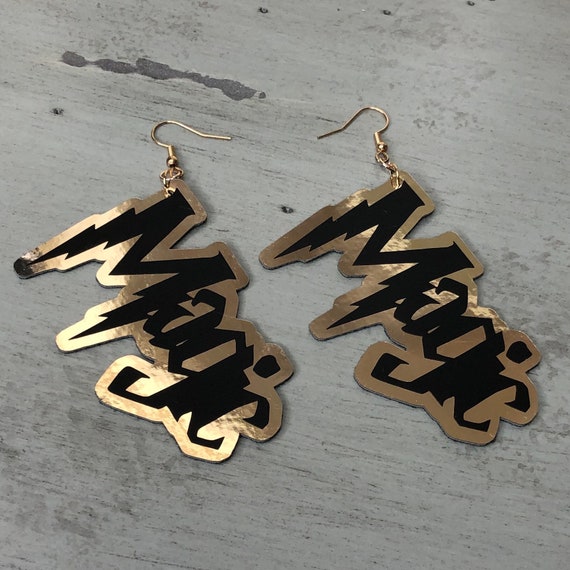 Large Gold Wizard Lightning Bolt Font Magic Drop Dangle - Etsy