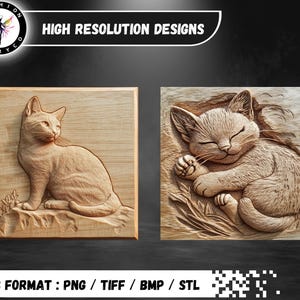 Cat 3D Illusion Laser Engraving PNG Bundle, Cat Laserburn/lightburn ...