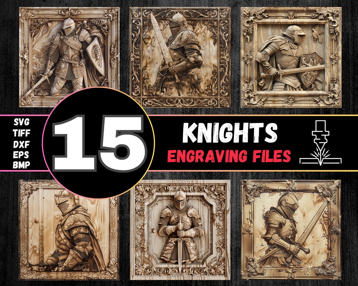 Knight 3D Illusion Laser Engraving Bundle (digital) : Medieval ...