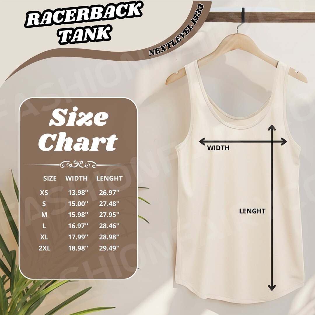 Next Level 1533 Size Chart, Ideal Racerback Tank Size Chart, Next Level ...