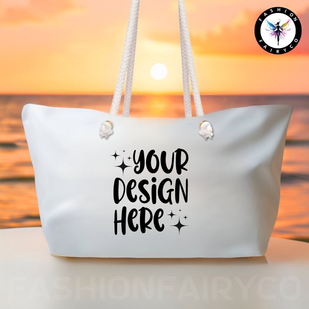 Weekender Bag Mock up PNG, Beach Sunset Weekender Bag Mockup, Weekender ...
