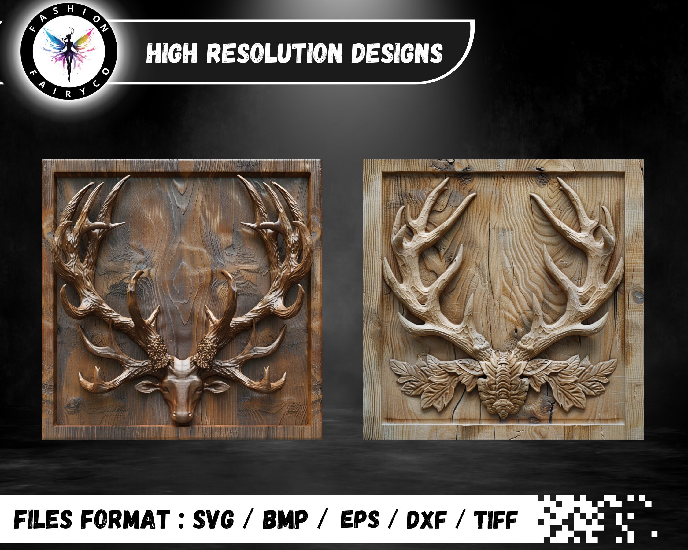 Deer 3D Illusion Laser Engraving Bundle, Deer Antler CNC Files, Deer ...