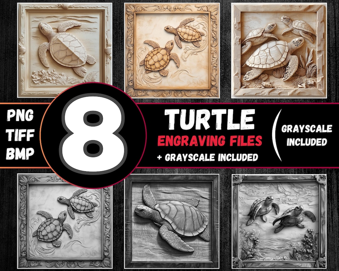Turtle 3D Illusion Laser Engraving Bundle (digital) : Marine Life | PNG ...