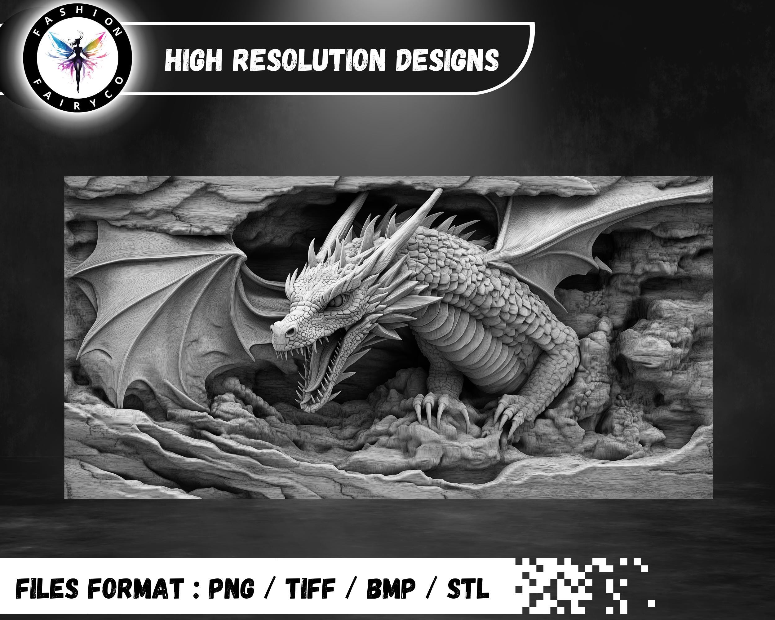 Dragon 3D Illusion Laser Engraving Bundle (digital Files) | PNG BMP ...