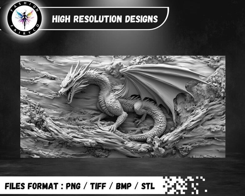 Dragon 3D Illusion Laser Engraving Bundle (digital Files) | PNG BMP ...