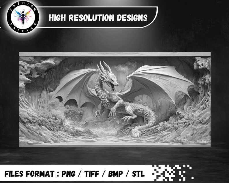 Dragon 3D Illusion Laser Engraving Bundle (digital Files) | PNG BMP ...
