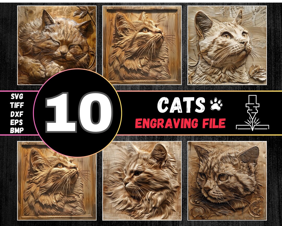 Cat Laser Engraving Bundle (digital Files) | PNG SVG | + Commercial ...