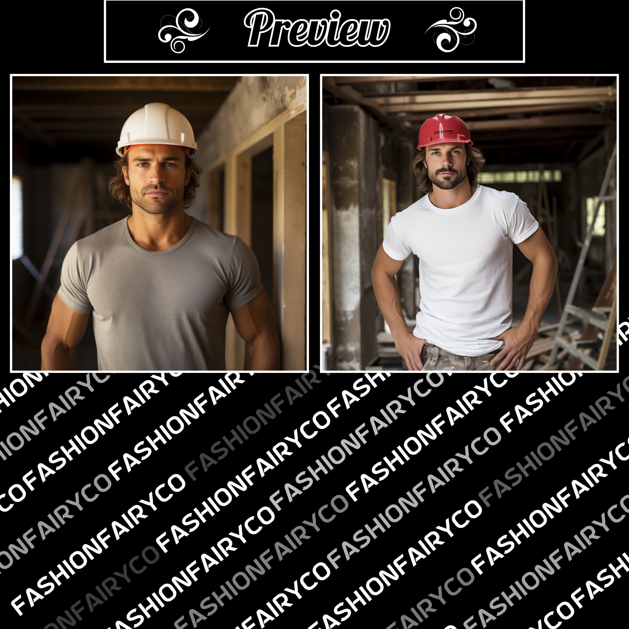 Men Construction T-shirt Mockup Bundle, Construction Worker T-shirt ...