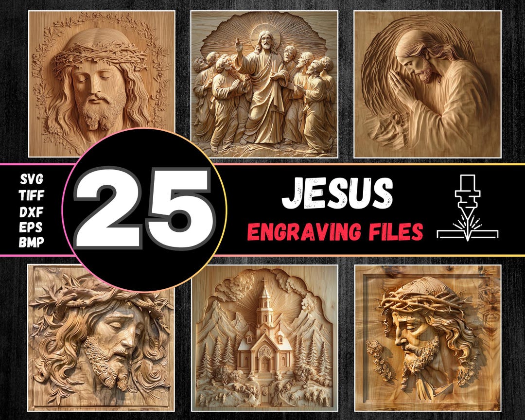 Jesus 3D Illusion Laser Engraving Bundle, Jesus CNC Files, Christian ...