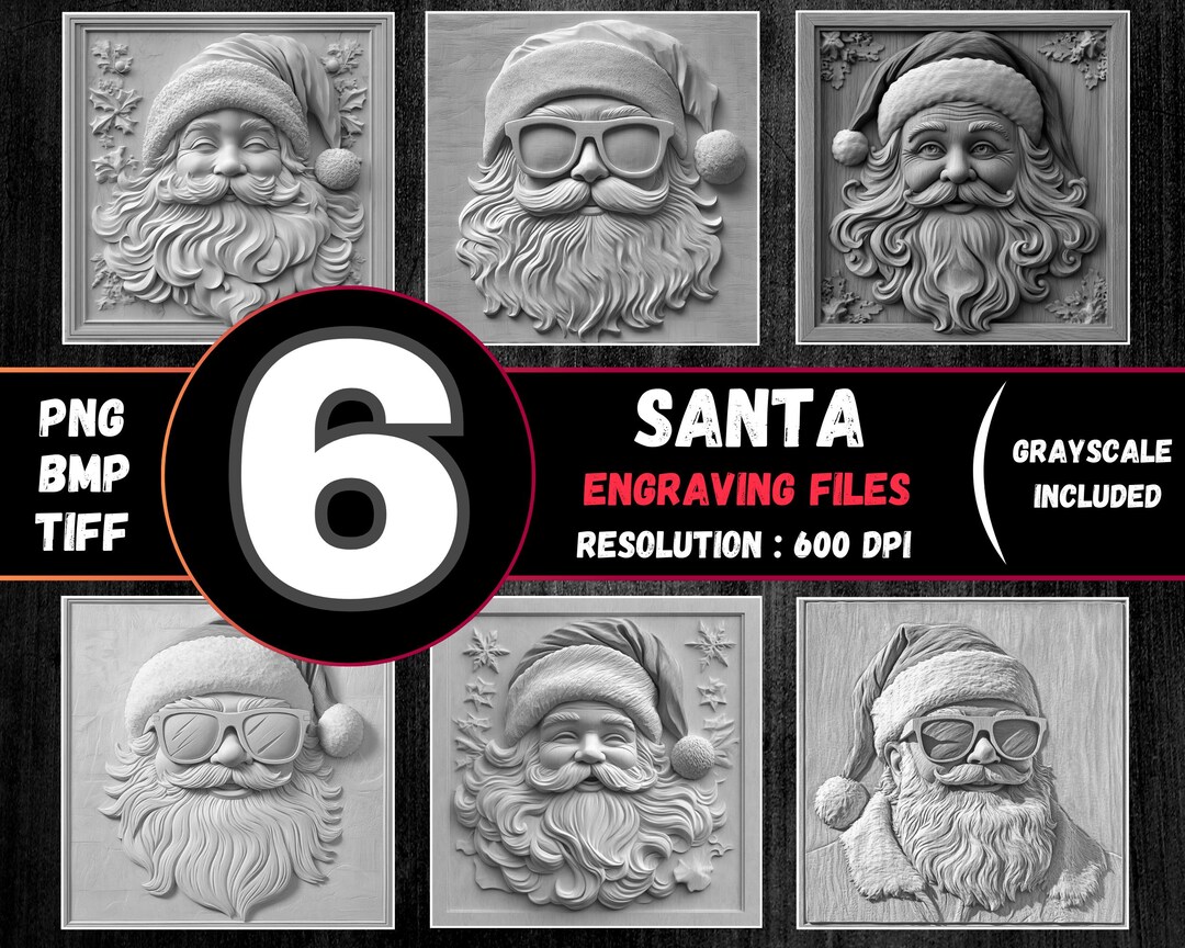 Santa Claus 3D Laser Engraving Bundle (digital Files) : Christmas| PNG ...