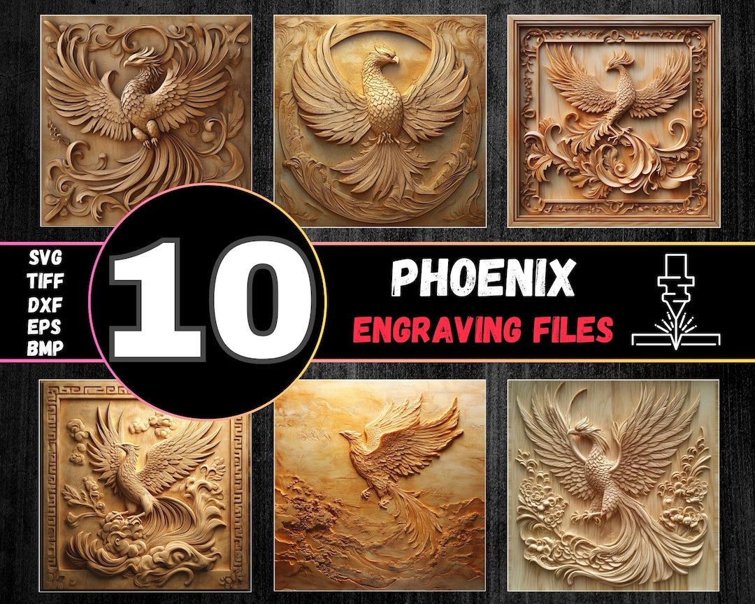 Phoenix 3D Illusion Laser Engraving Bundle (digital Files) | PNG BMP ...