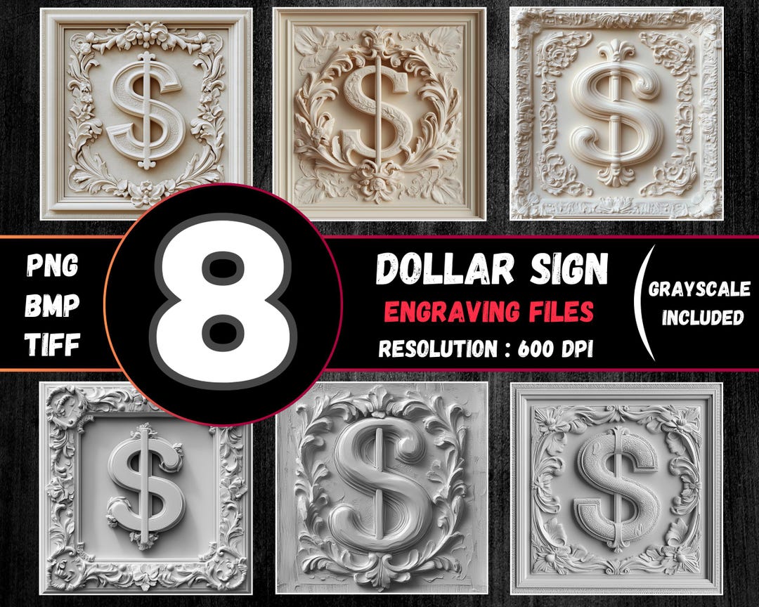3D Illusion Dollar Sign Laser Engraving PNG Bundle (600 DPI) - Etsy
