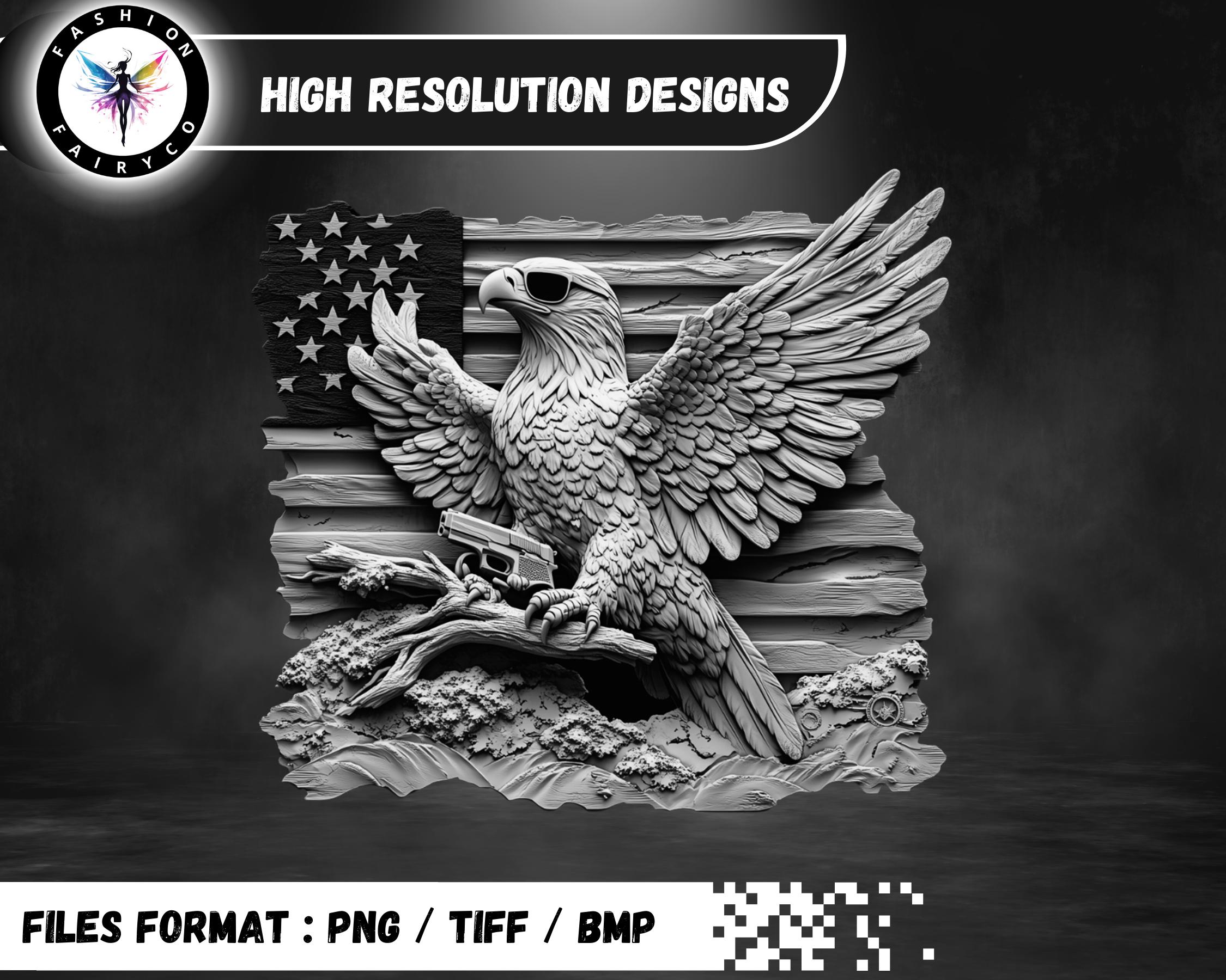 3D Eagle Laser Engraving Files, Lightburn Grayscale Files in PNG / BMP ...