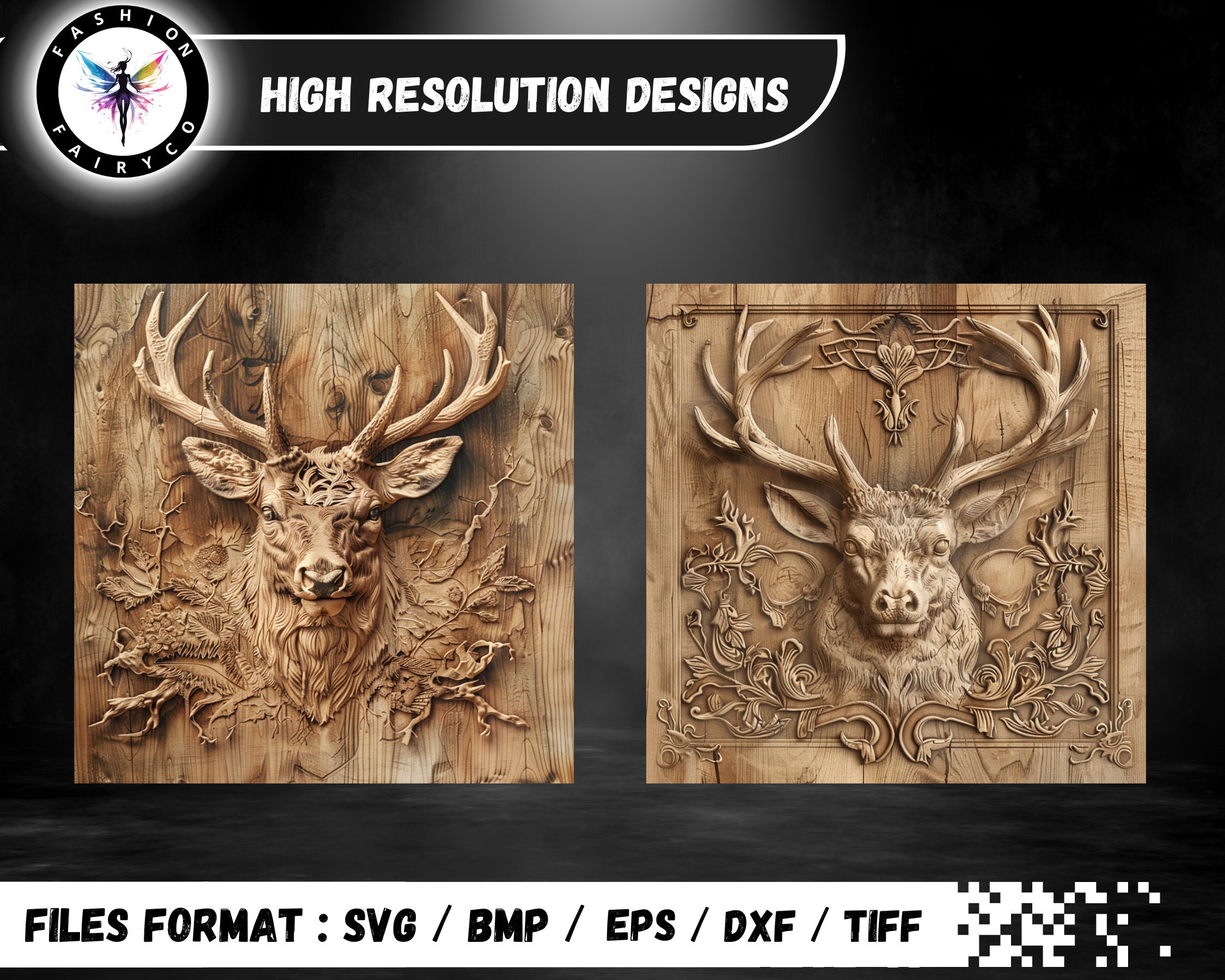 Deer 3D Illusion Laser Engraving Bundle, Deer Antler CNC Files, Deer ...