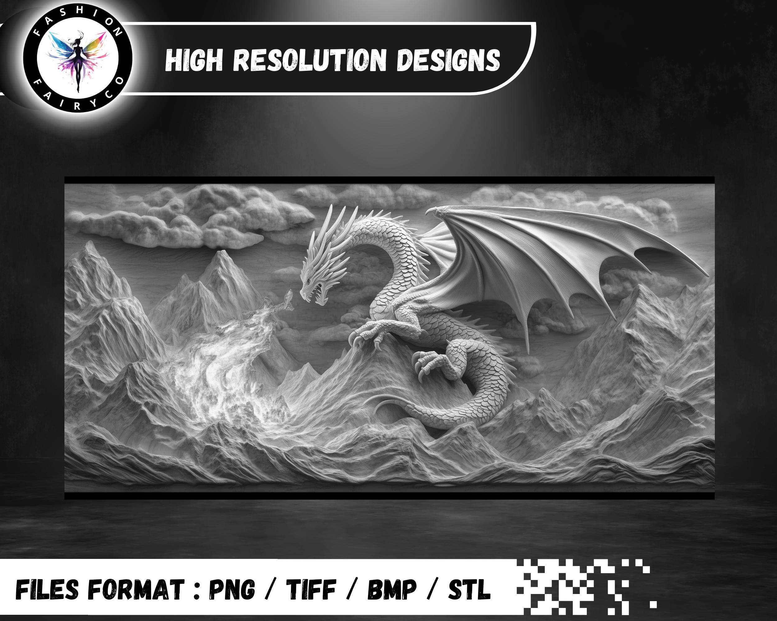 Dragon 3D Illusion Laser Engraving Bundle (digital Files) | PNG BMP ...