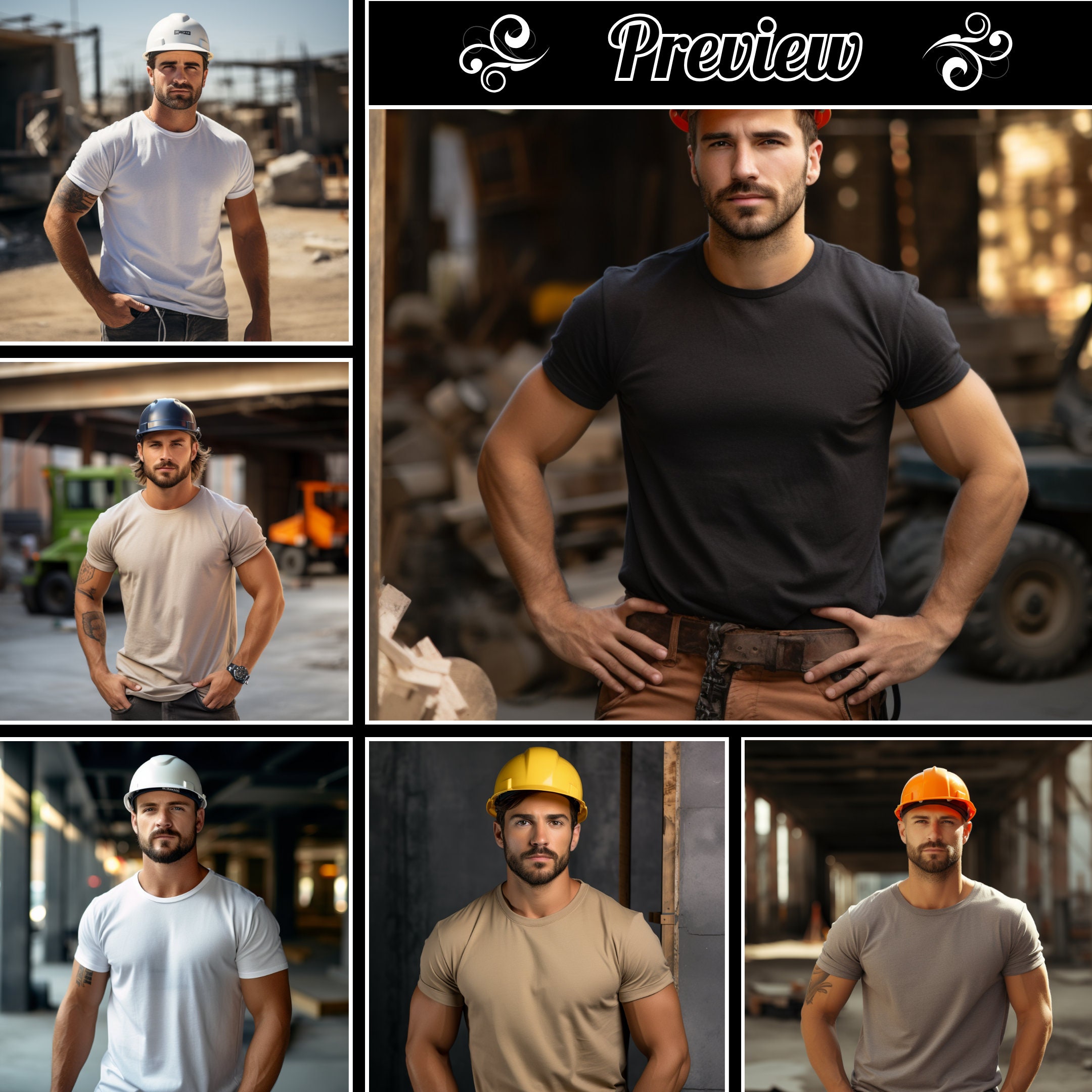 Construction Worker T-shirt Mockup Bundle (PNG Digital Download) - Etsy