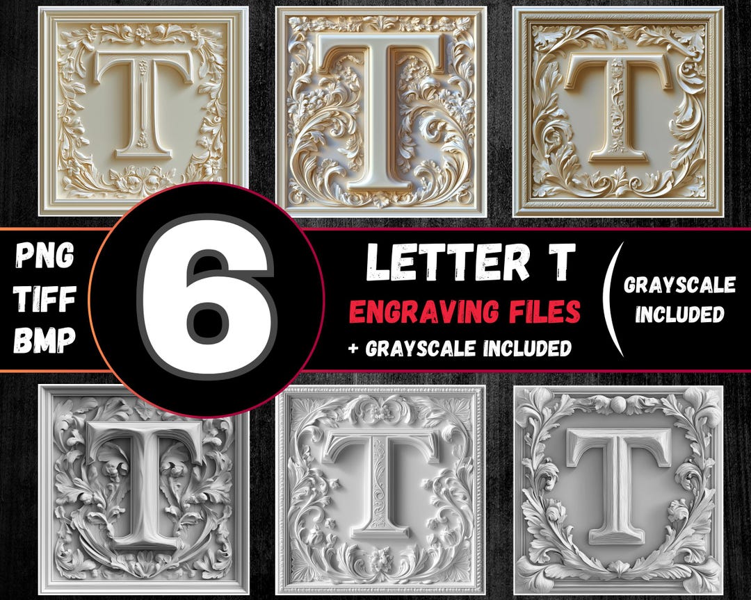 Letter T 3D Illusion Laser Engraving PNG Bundle: Alphabet Laser Design ...