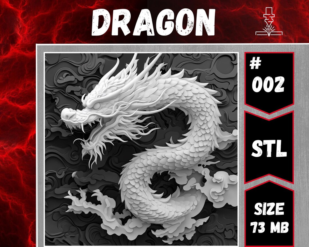 Dragon Laser Engraving STL, Dragon CNC Carving, Dragon 3D Printing STL ...