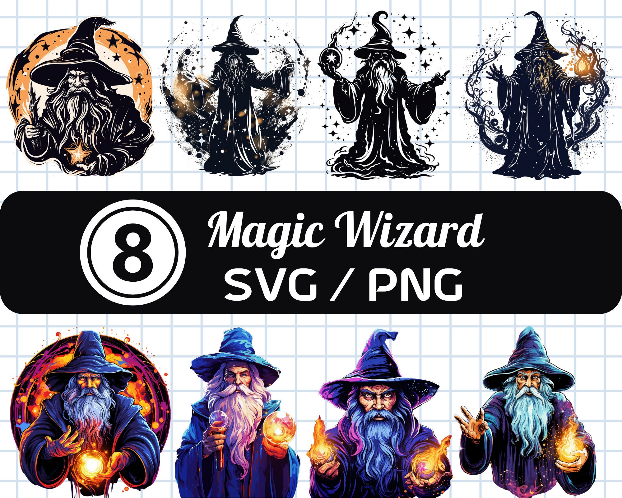 Magic Wizard SVG Bundle Magic Wizard PNG Bundle Wizard - Etsy