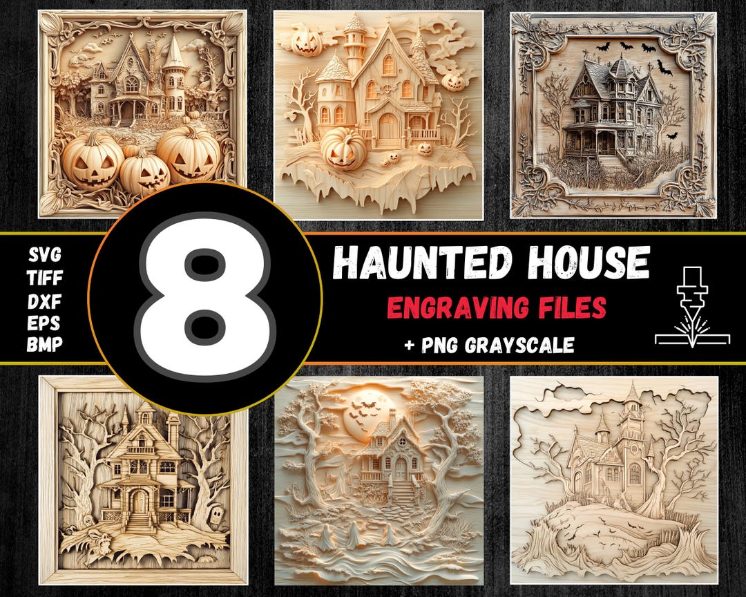 Haunted House 3D Illusion Laser Engraving Bundle (digital Files) | PNG ...