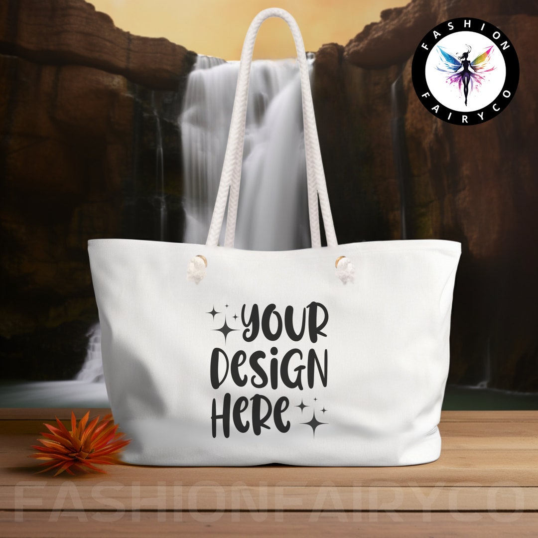 Weekender Bag Mock Up, Waterfall Weekender Mockup, Weekender Tote Bag ...