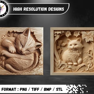 Cat 3D Illusion Laser Engraving PNG Bundle, Cat Laserburn/lightburn ...