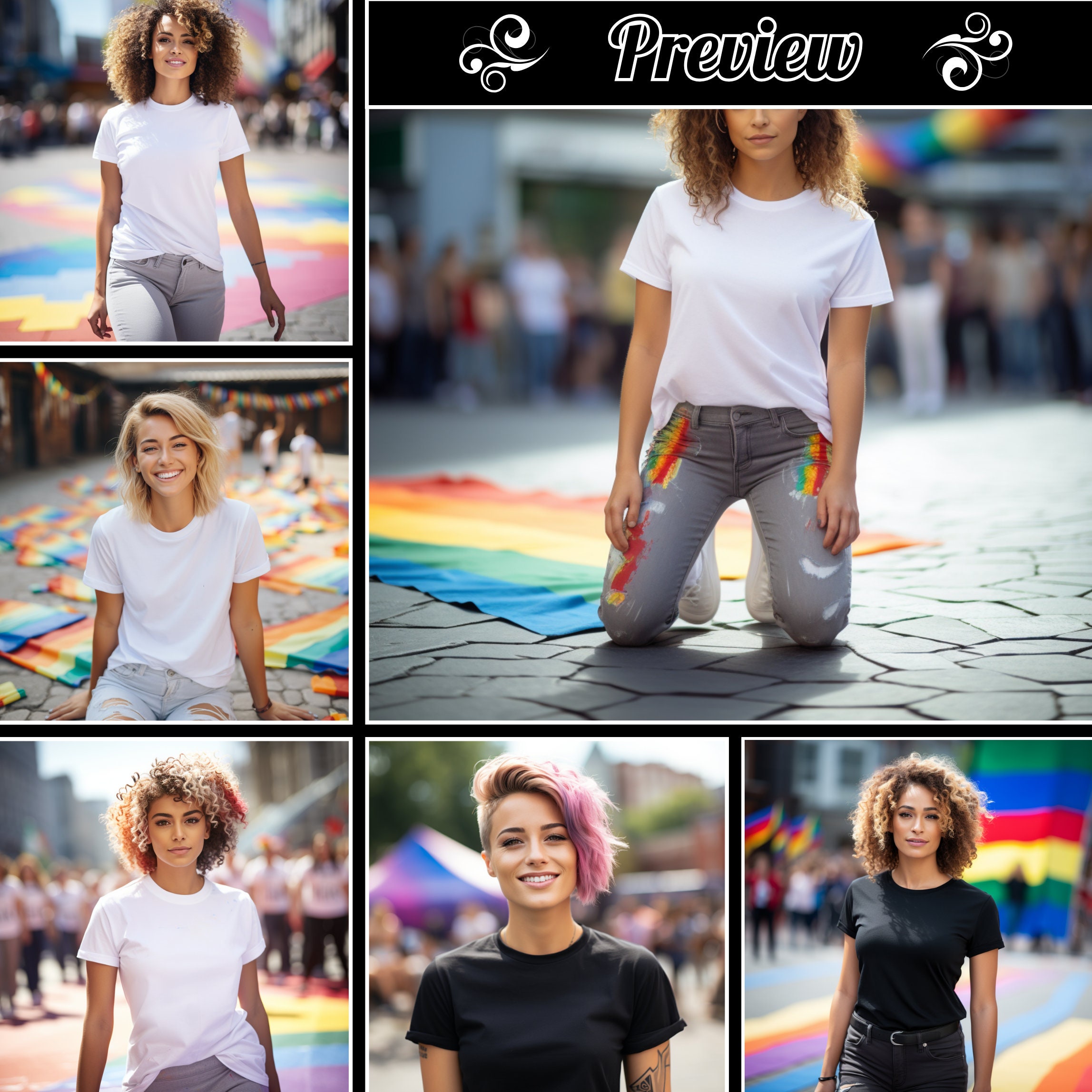 Bella Canvas 3001 Pride Month Bundle, LGBTQ Models Mockup Bundle, Black ...