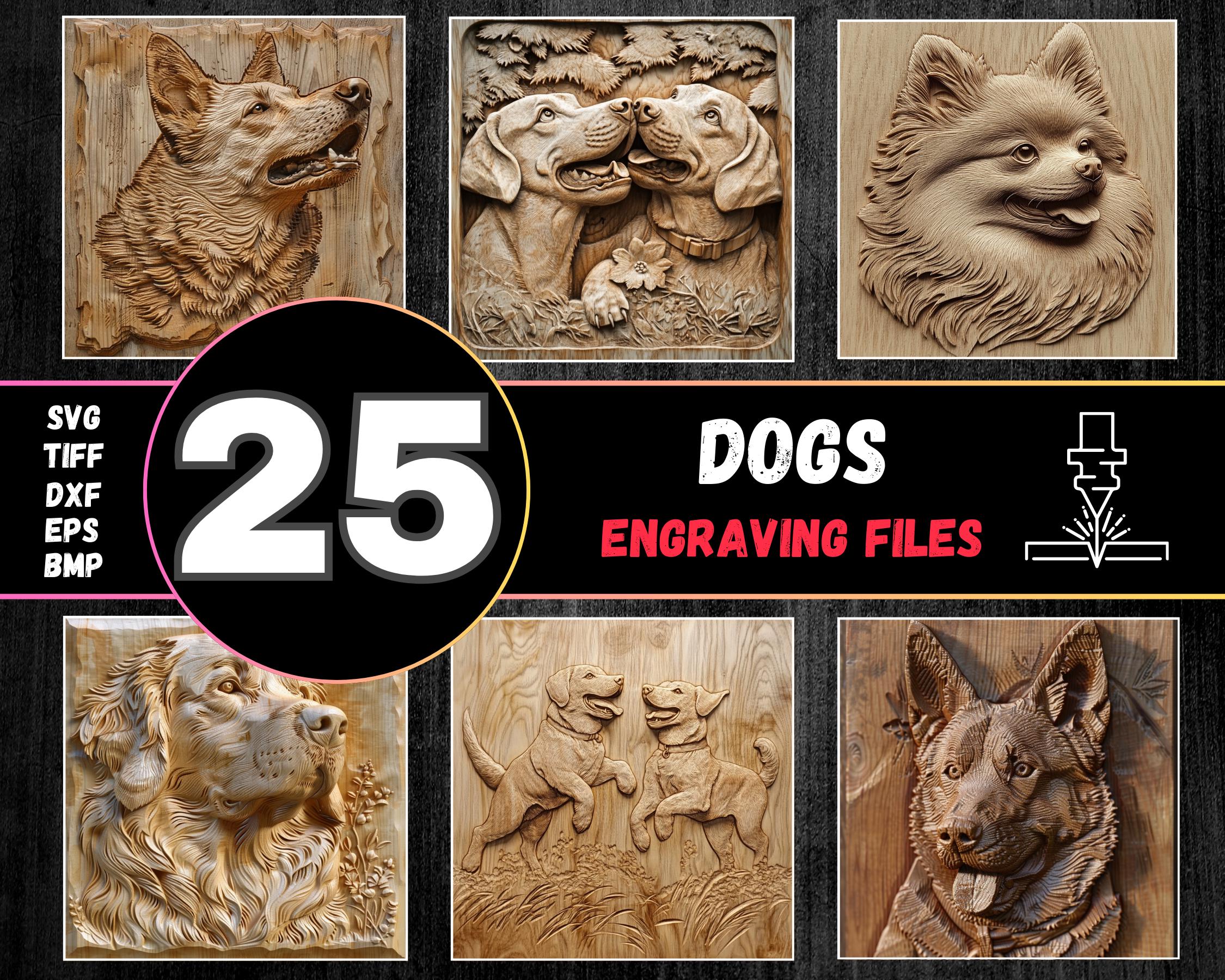 Dog 3D Illusion Laser Engraving Bundle (digital Files) | PNG BMP TIFF ...