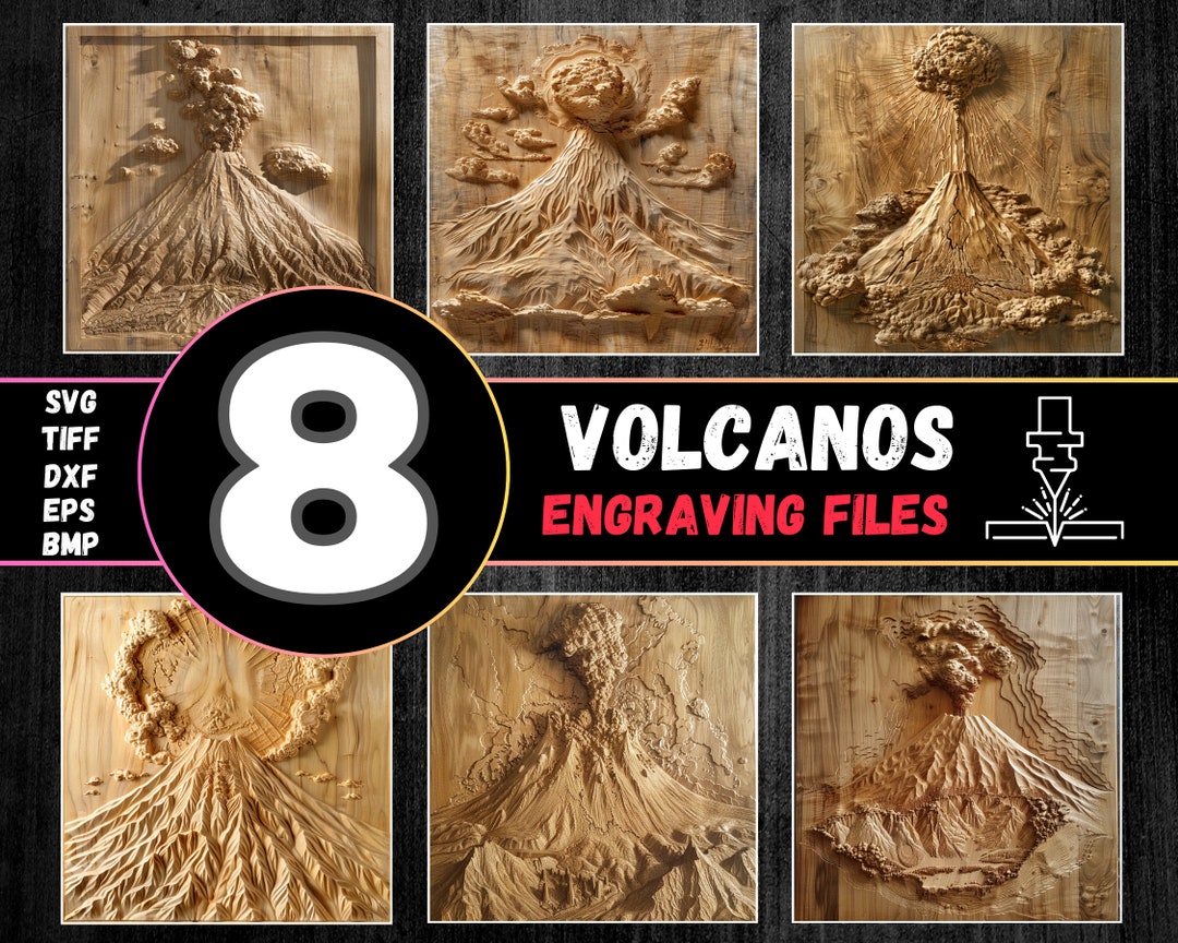 Volcano 3D Illusion Laser Engraving Bundle, Volcanos CNC Files, Volcano ...