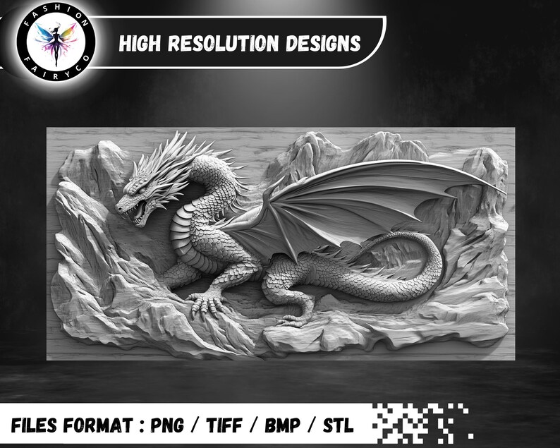 Dragon 3D Illusion Laser Engraving Bundle (digital Files) | PNG BMP ...
