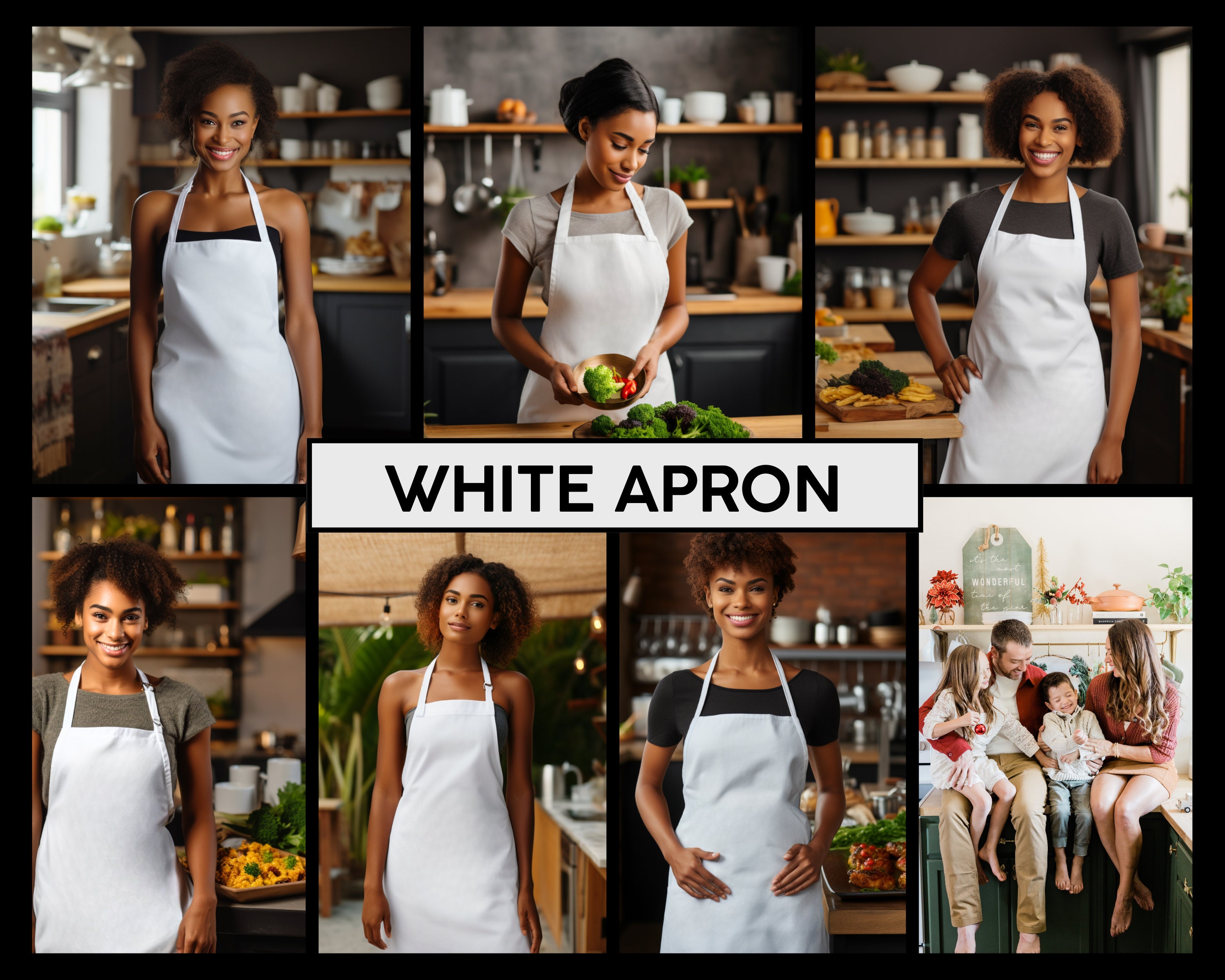 Woman Apron Mockup PNG Bundle: Black & White Apron Template - Etsy