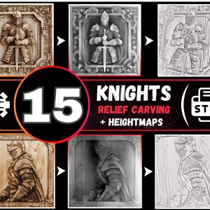 Knights 3D STL Relief Carving Bundle, Medieval Knights CNC Files ...
