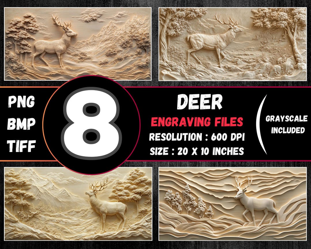 Deer 3D Illusion Laser Engraving Bundle (digital Files) | PNG BMP TIFF ...