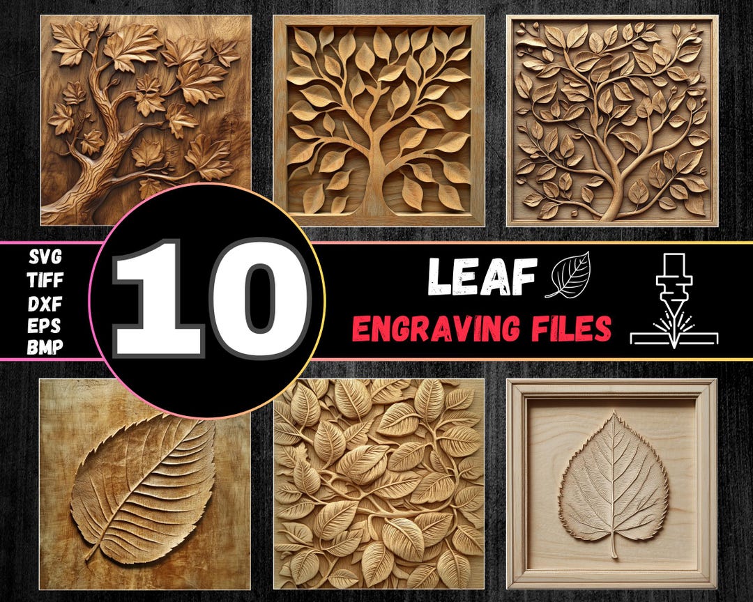 Leaf 3D Illusion Laser Engraving Bundle, Leaves Lightburn File, Tree of ...