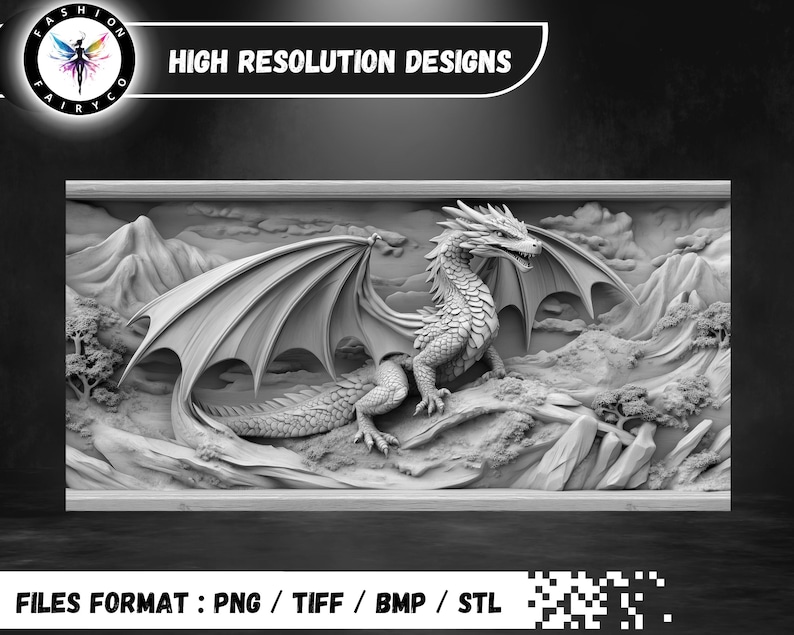 Dragon 3D Illusion Laser Engraving Bundle (digital Files) | PNG BMP ...