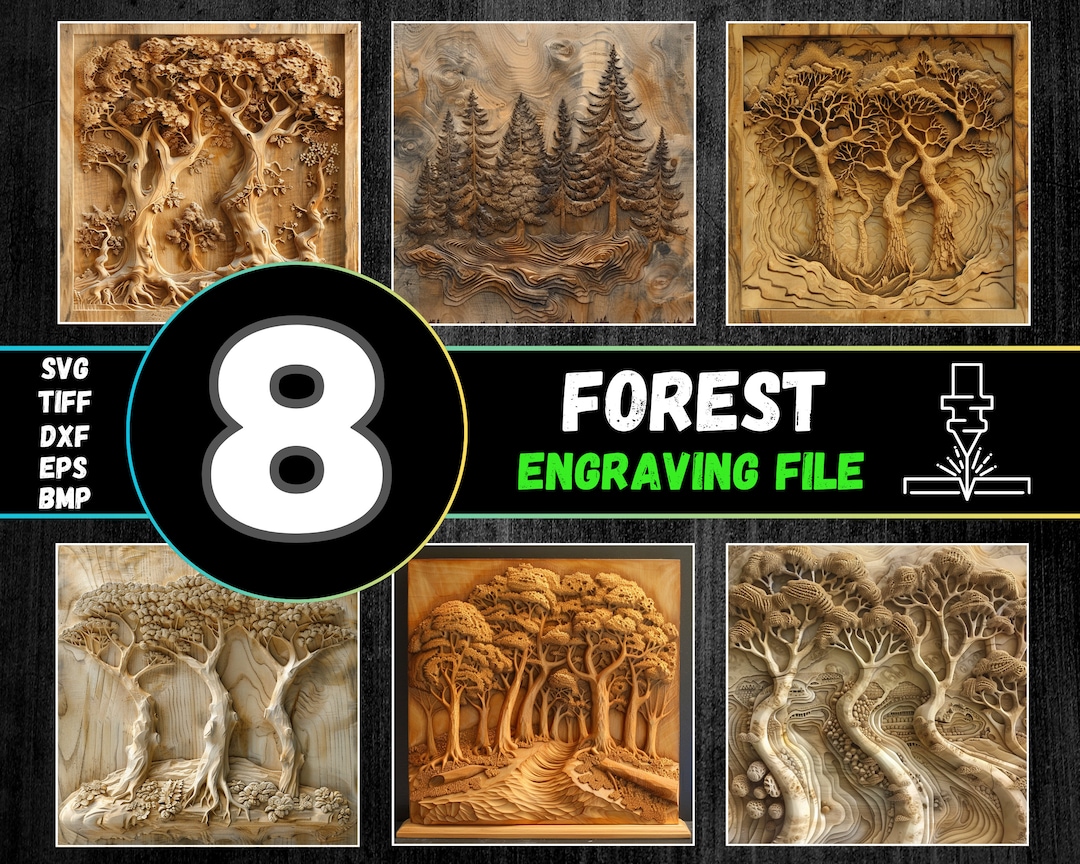 Forest 3D Illusion Laser Engraving Bundle, Tree Laserburn Files, Trees ...
