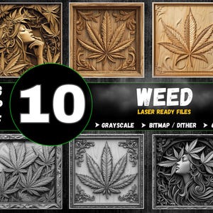 Weed 3D Illusion Laser Engraving Bundle, Maryjuana PNG Engraving ...